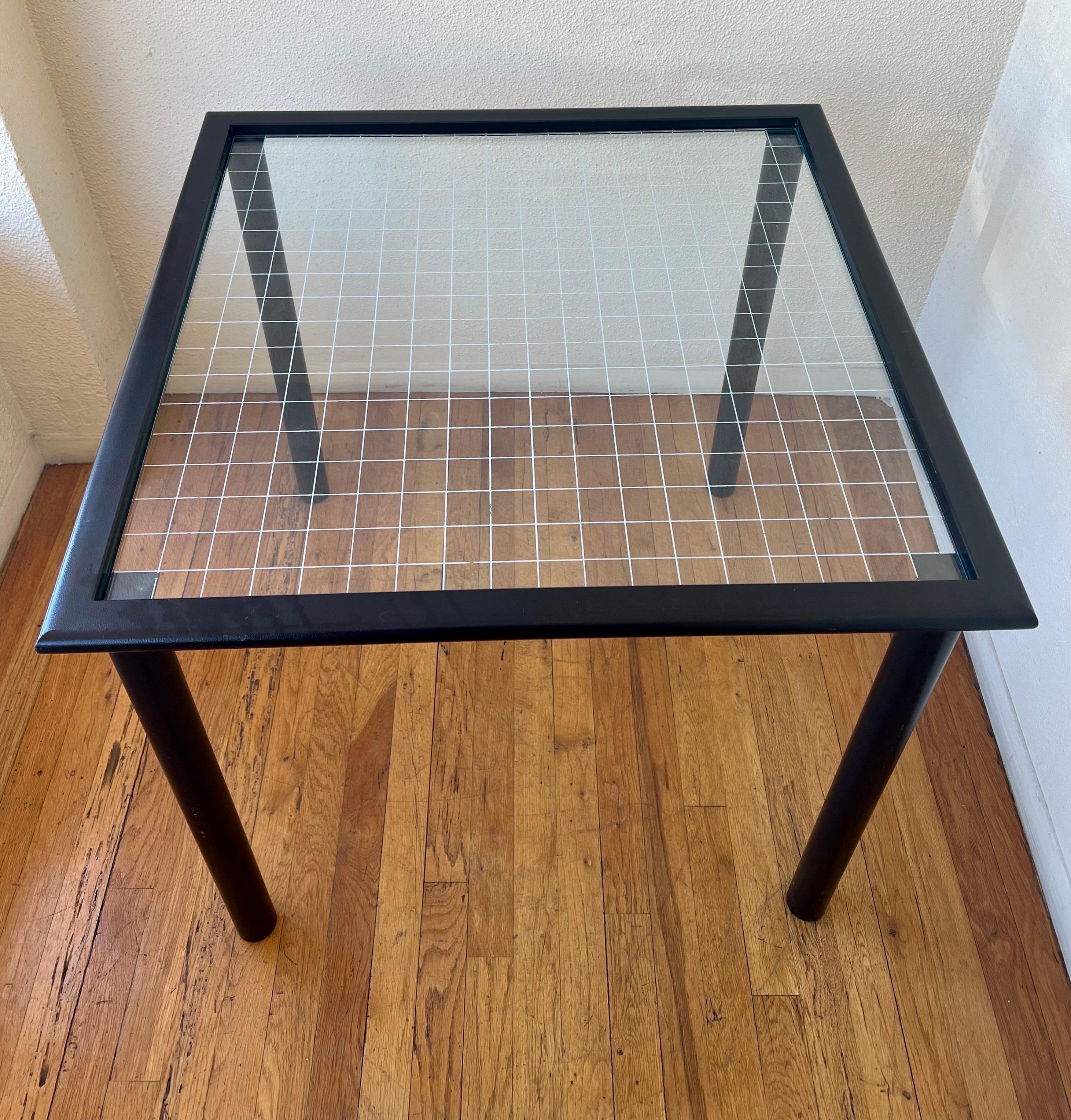 1980s Metal Frame and Gridded Glass Dining Table by Fly Line Italy at ...