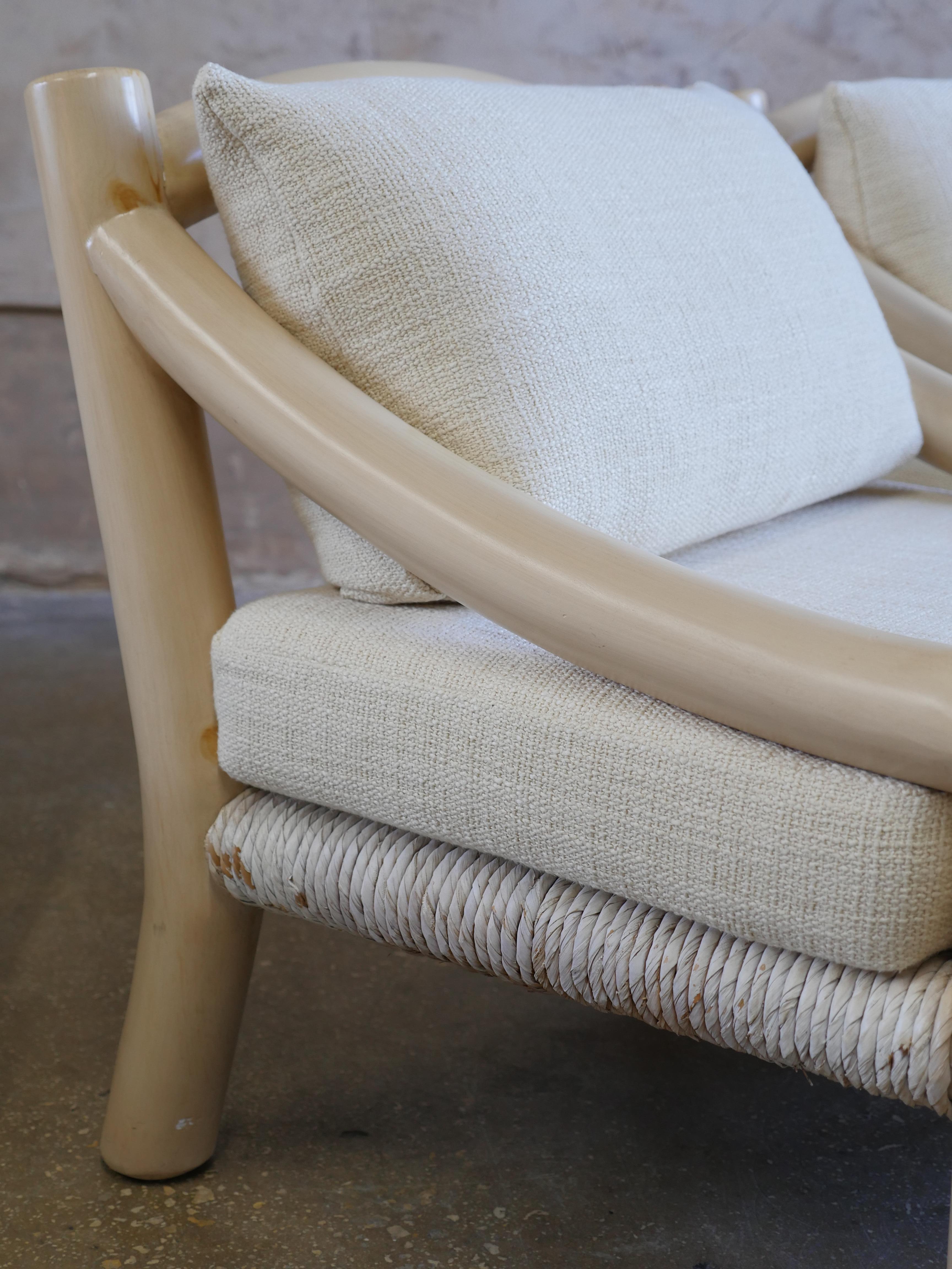 1980s Michael Taylor Lounge Chairs with Elitis Linen Upholstery, Set of ...