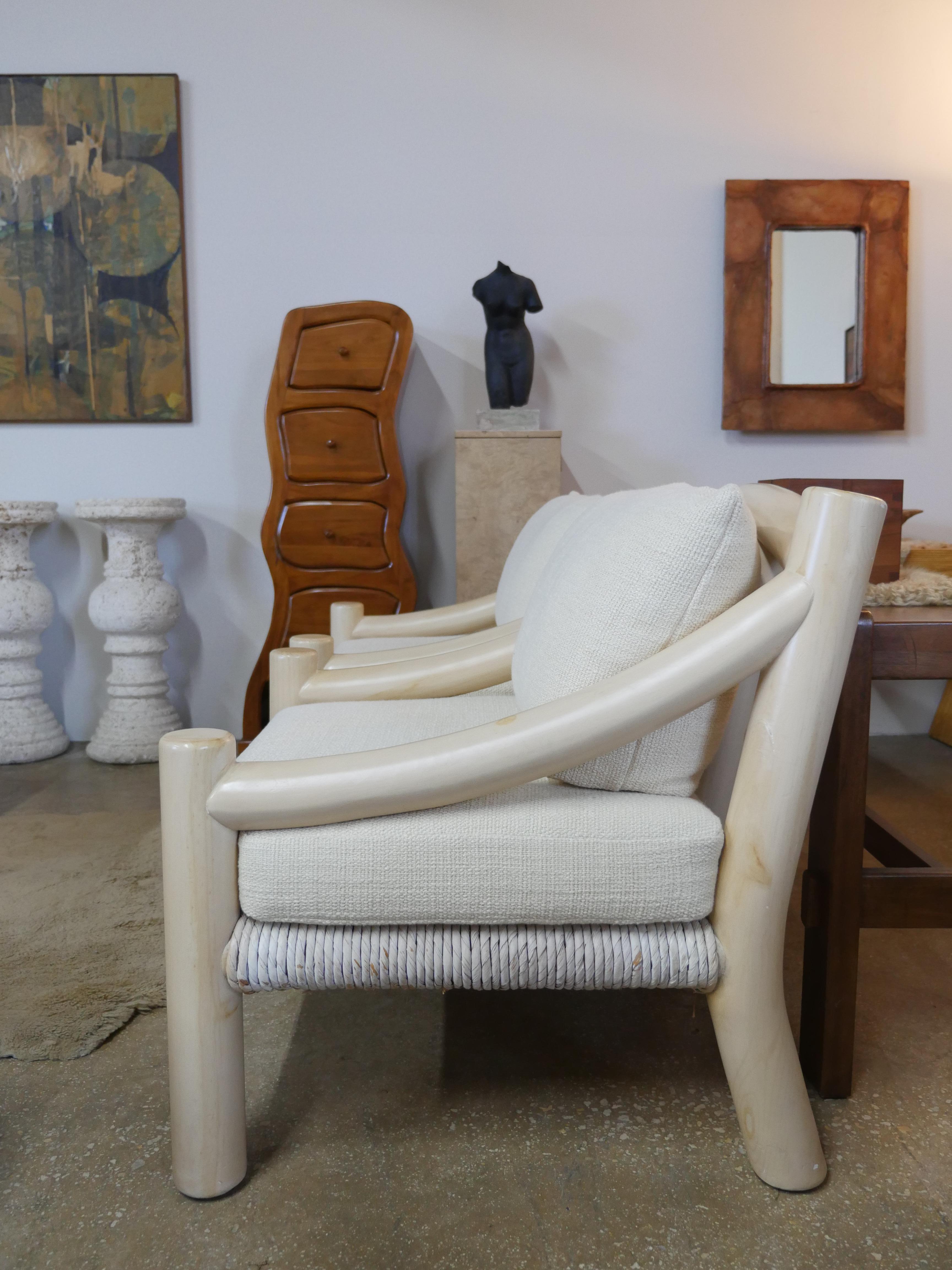 1980s Michael Taylor Lounge Chairs with Elitis Linen Upholstery, Set of ...