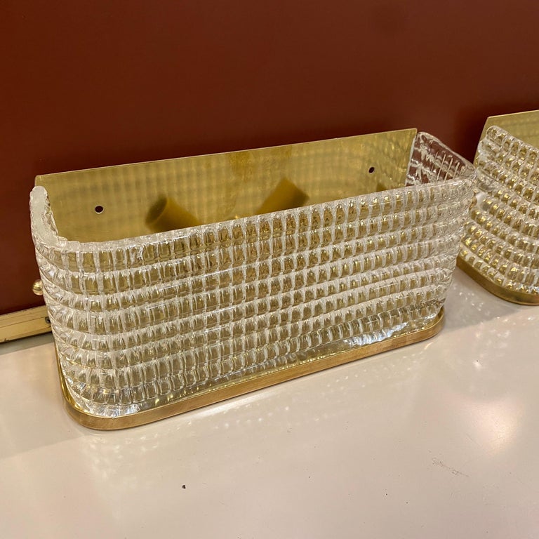 1980s Mid-century Modern Brass and Murano Glass Rectangular Italian ...