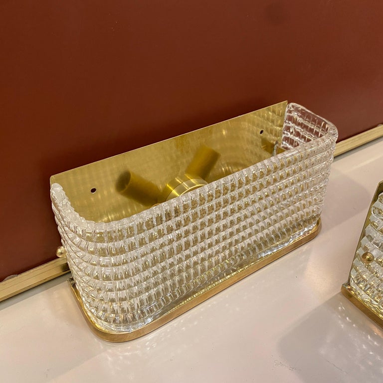 1980s Mid-century Modern Brass and Murano Glass Rectangular Italian ...