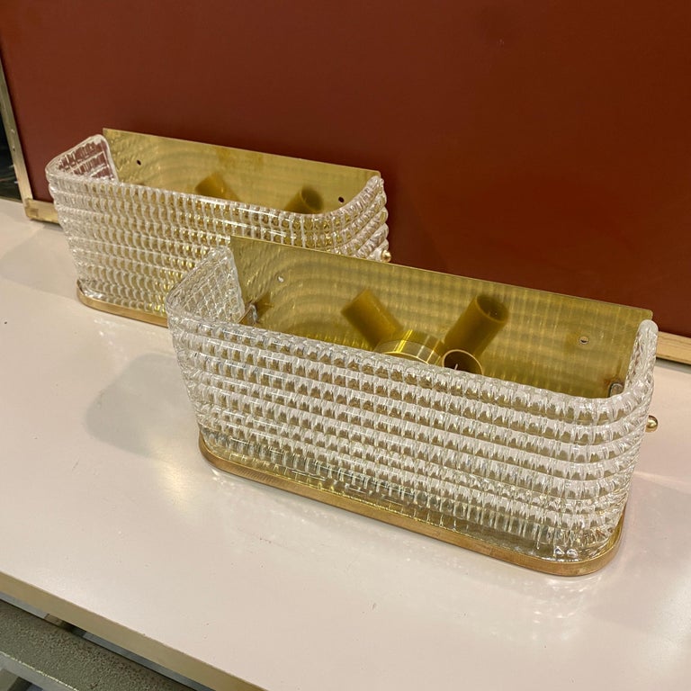 1980s Mid-century Modern Brass and Murano Glass Rectangular Italian ...