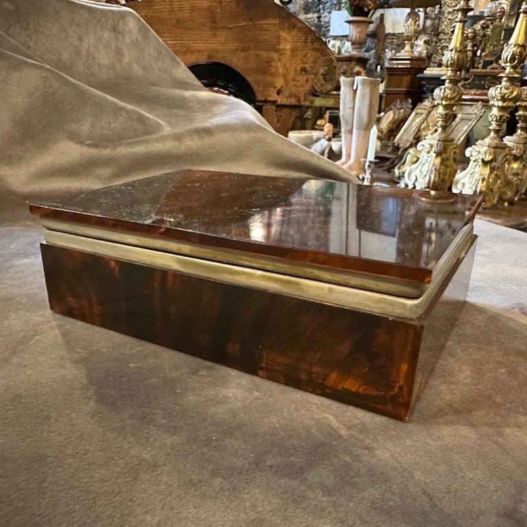 1980s Mid-Century Modern Fake Tortoise Lucite Italian Jewelry Box For ...