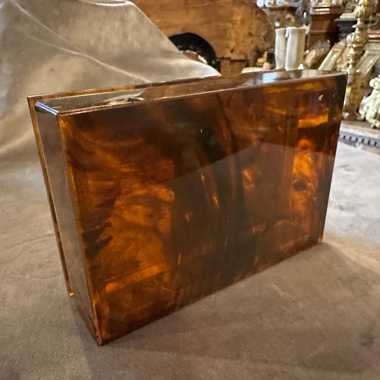 1980s Mid-Century Modern Fake Tortoise Lucite Italian Jewelry Box For ...