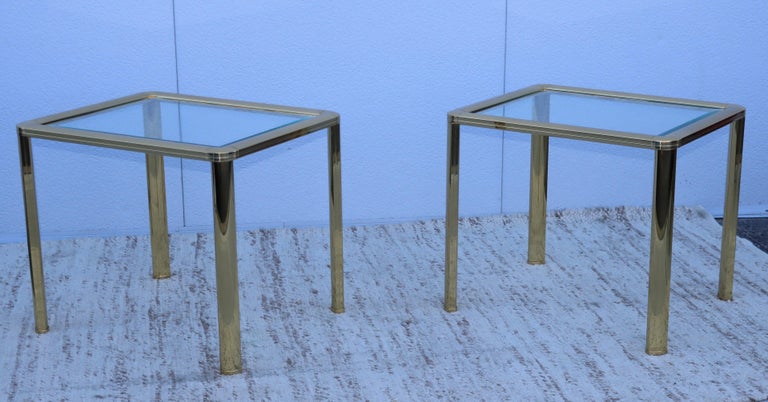 1980's Mid-Century Modern Italian Brass End Tables For Sale at 1stDibs