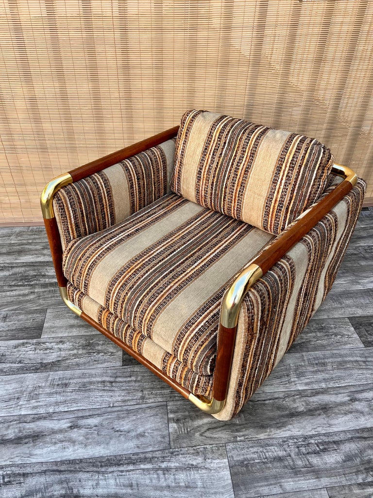 1980s Mid Century Modern Upholstered Cube Club Chair by Schweiger ...