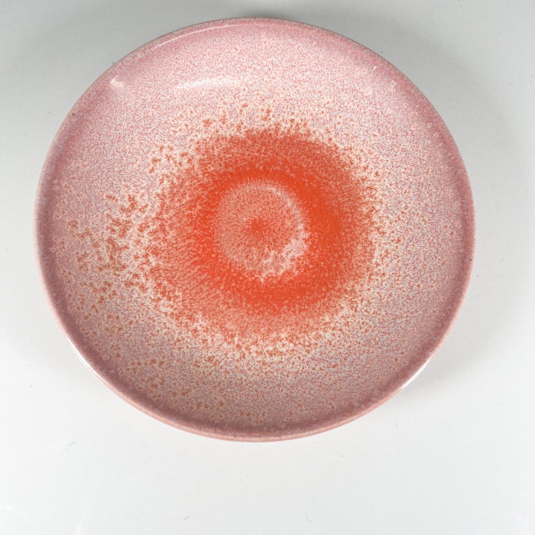 1980s Modern Abstract Pink Splatter Decorative Dish Stoneware Pottery ...