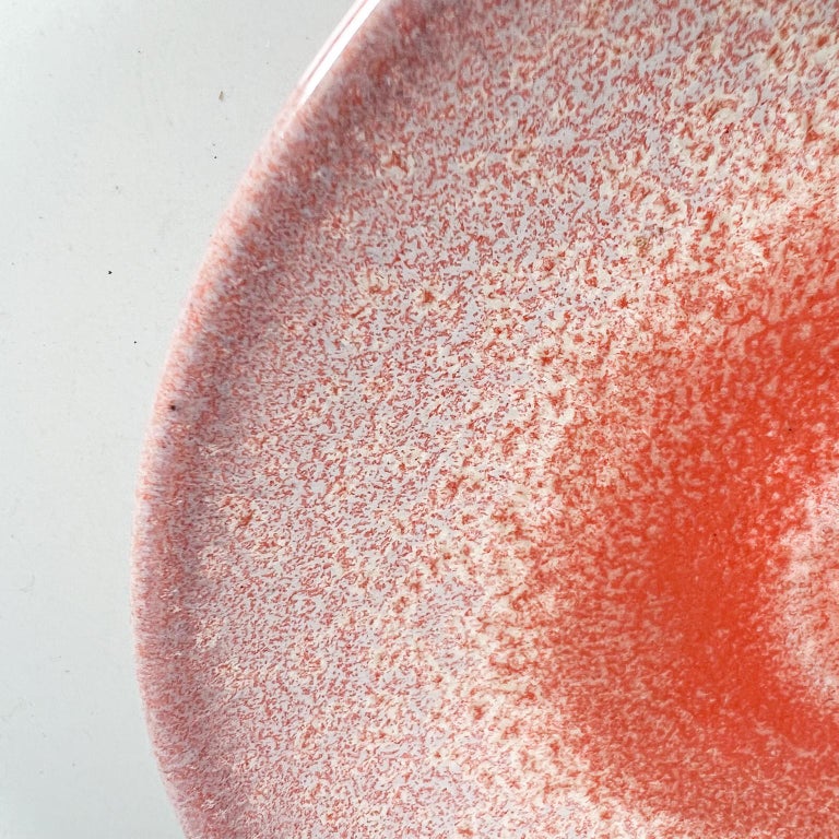 1980s Modern Abstract Pink Splatter Decorative Dish Stoneware Pottery ...