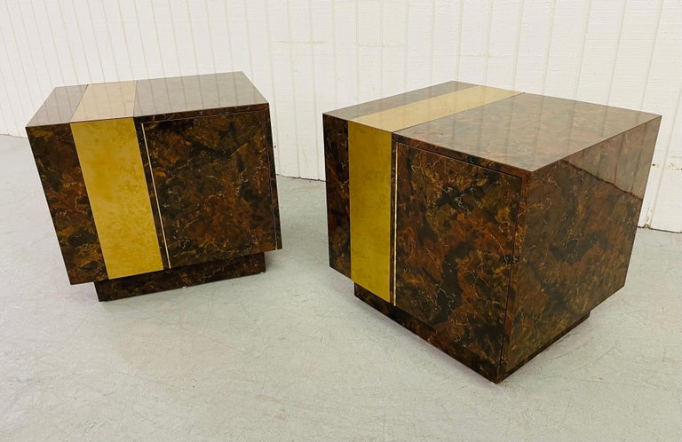 1980’s Modern Burled Cube Nightstands For Sale at 1stDibs