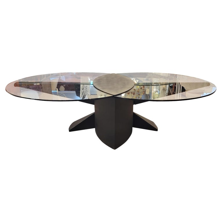 1980s Modern Double Glass Top and Metal Base Coffee Table For Sale at ...