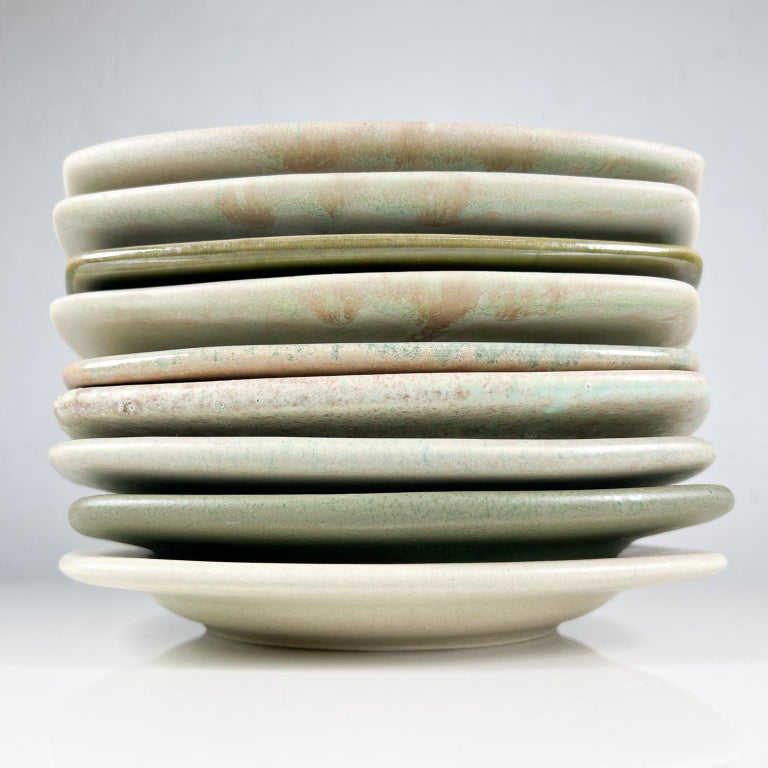 1980s Modern Set of Nine Square Plates Sculptural Art Pottery For Sale ...