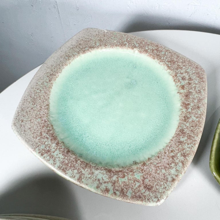 1980s Modern Set of Nine Square Plates Sculptural Art Pottery For Sale ...