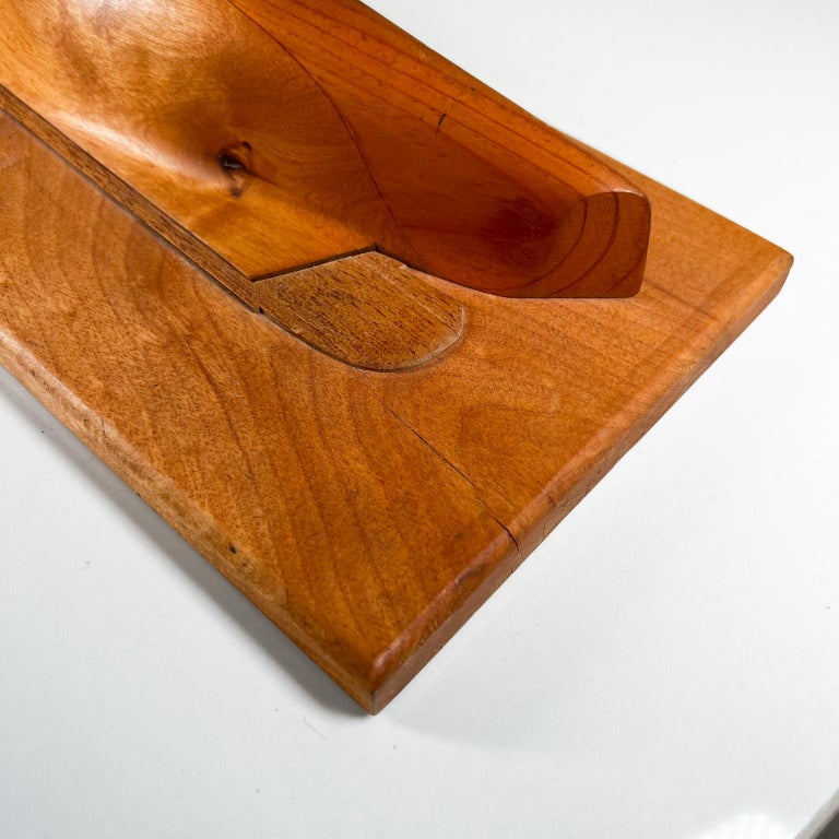 1980s Modernist Art Exotic Maple Wood Boat Sculpture For Sale at 1stDibs
