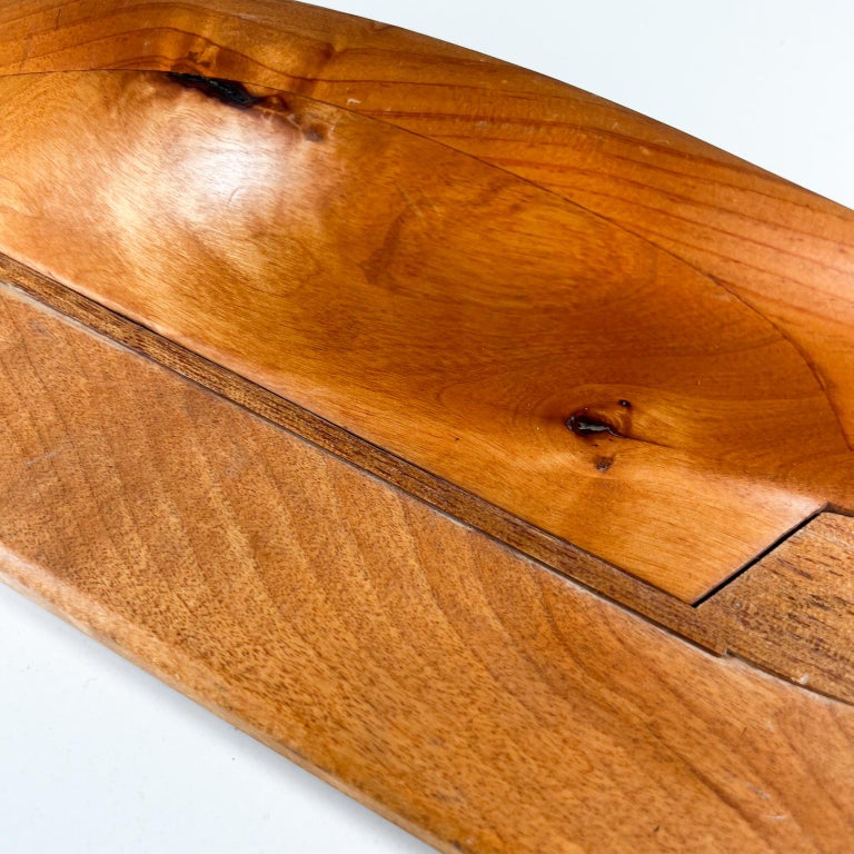 1980s Modernist Art Exotic Maple Wood Boat Sculpture For Sale at 1stDibs