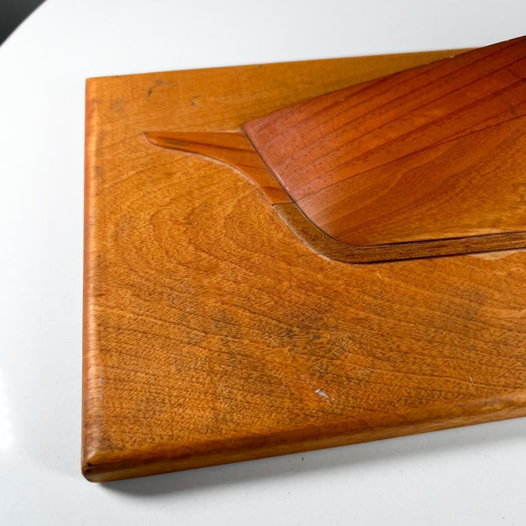 1980s Modernist Art Exotic Maple Wood Boat Sculpture For Sale at 1stDibs