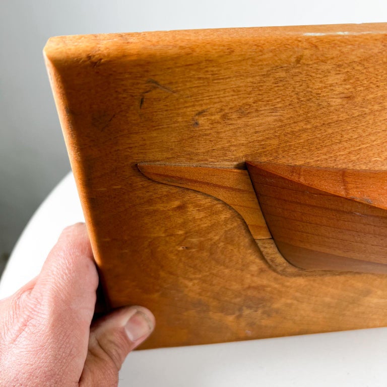 1980s Modernist Art Exotic Maple Wood Boat Sculpture For Sale at 1stDibs