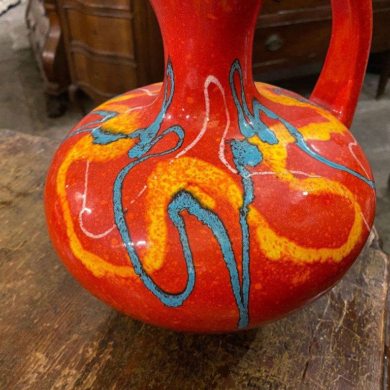 1980s Modernist Huge Red Ceramic Italian Jug by Bertoncello at 1stDibs