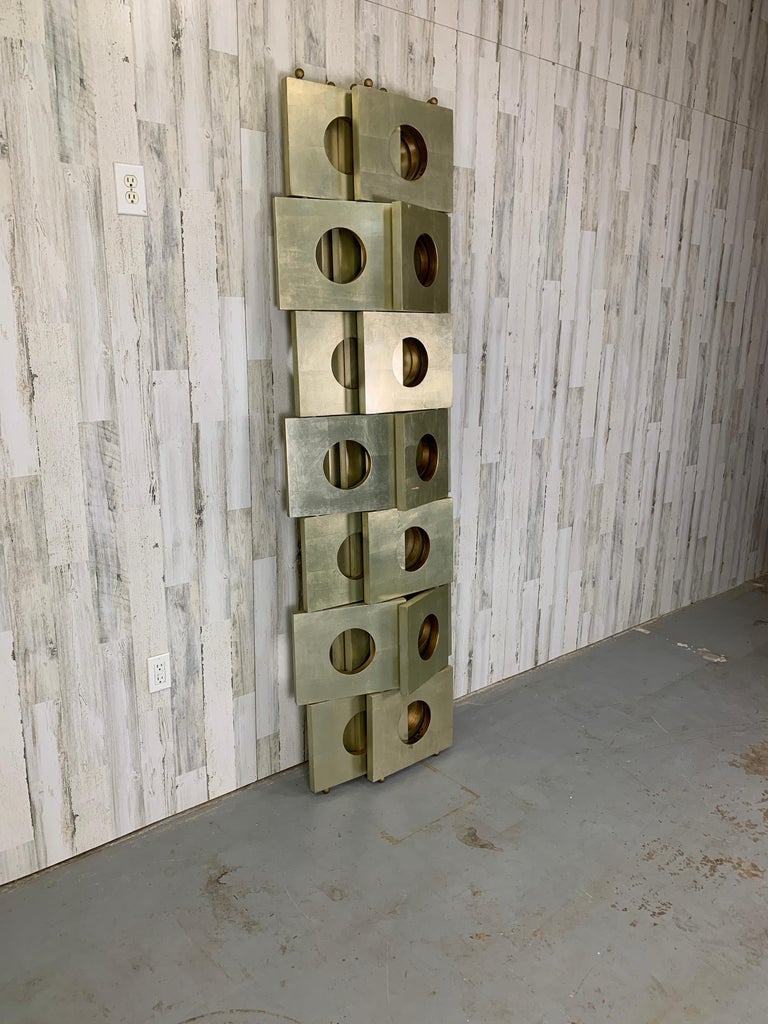 1980's Modernist Room Divider/Screen in Geometric Silver Leaf at 1stDibs