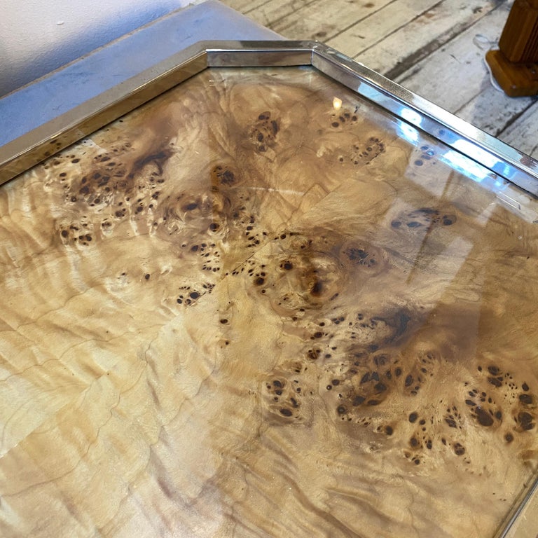 1980s Modernist Root and Silver Plated Italian Serving Tray by Jet Set ...