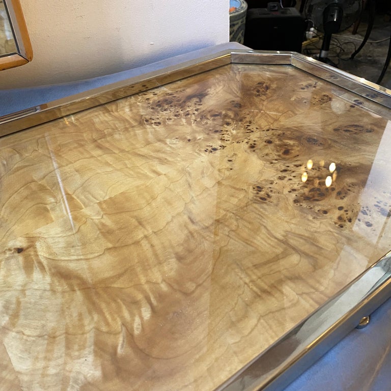 1980s Modernist Root and Silver Plated Italian Serving Tray by Jet Set ...