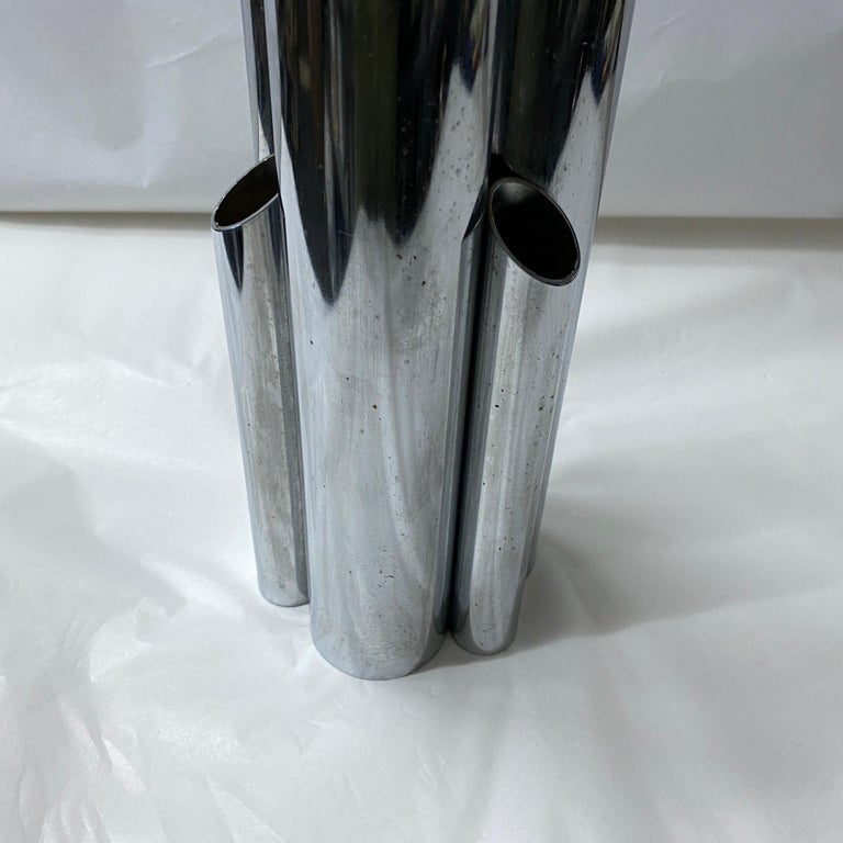 1980s Modernist Silver Plated Italian Multi Vase in the Manner of Giò ...
