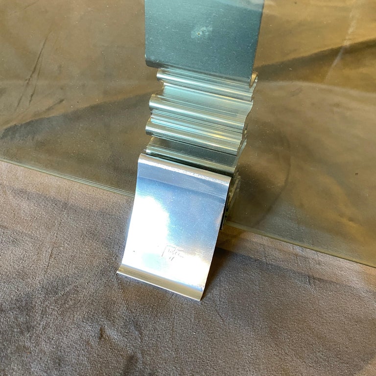 1980s Modernist Silver Plated Metal and Plexiglass Italian Picture ...