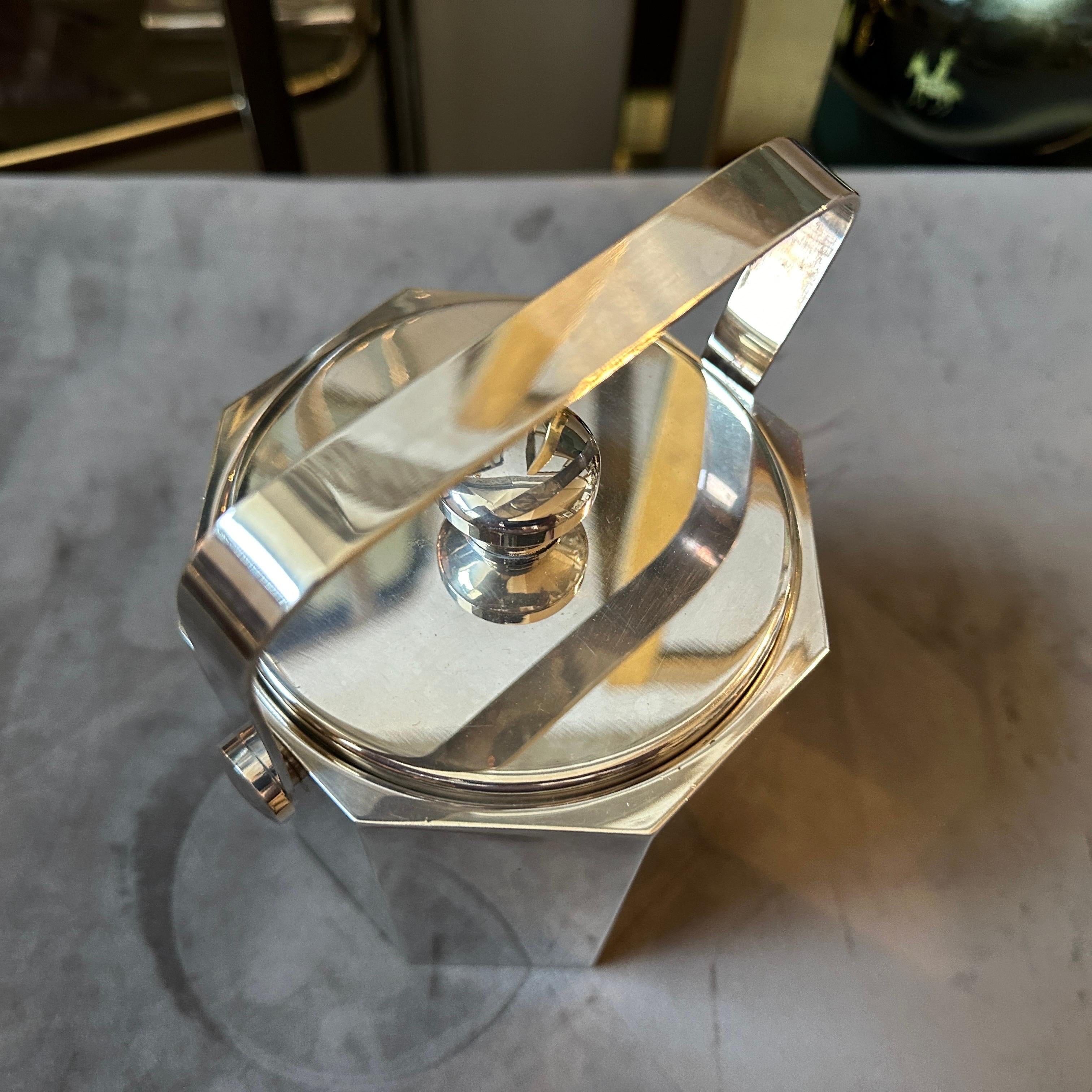 1980s Modernist Silver Plated Metal Octagonal Italian Ice Bucket For ...