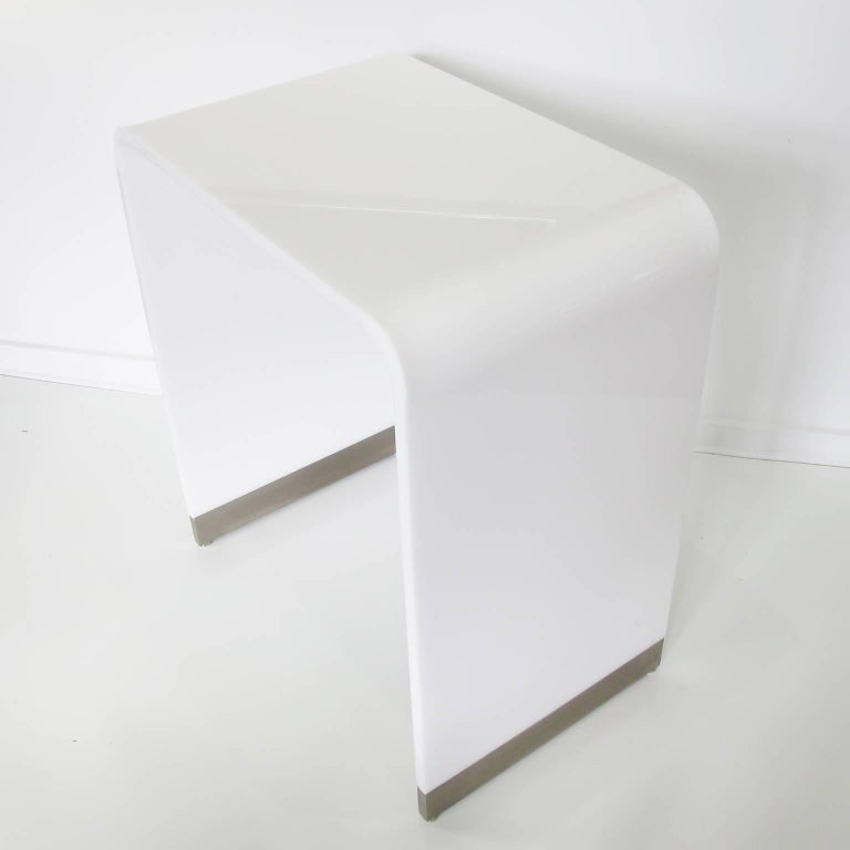 1980s Modernist White Acrylic Lucite Waterfall Tall Console Table at ...