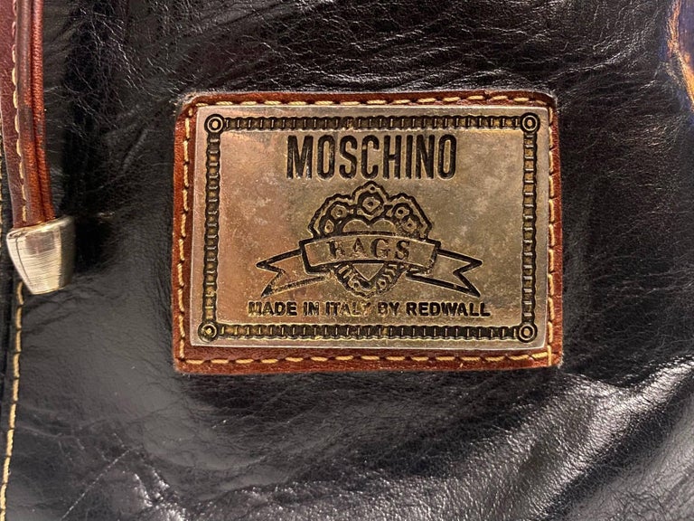 1980s Moschino by Redwall Gold Lettering Bucket Bag at 1stDibs