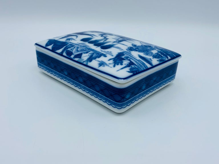 1980s Mottahedeh 'Blue Canton' Blue and White Large Rectangle Box at ...