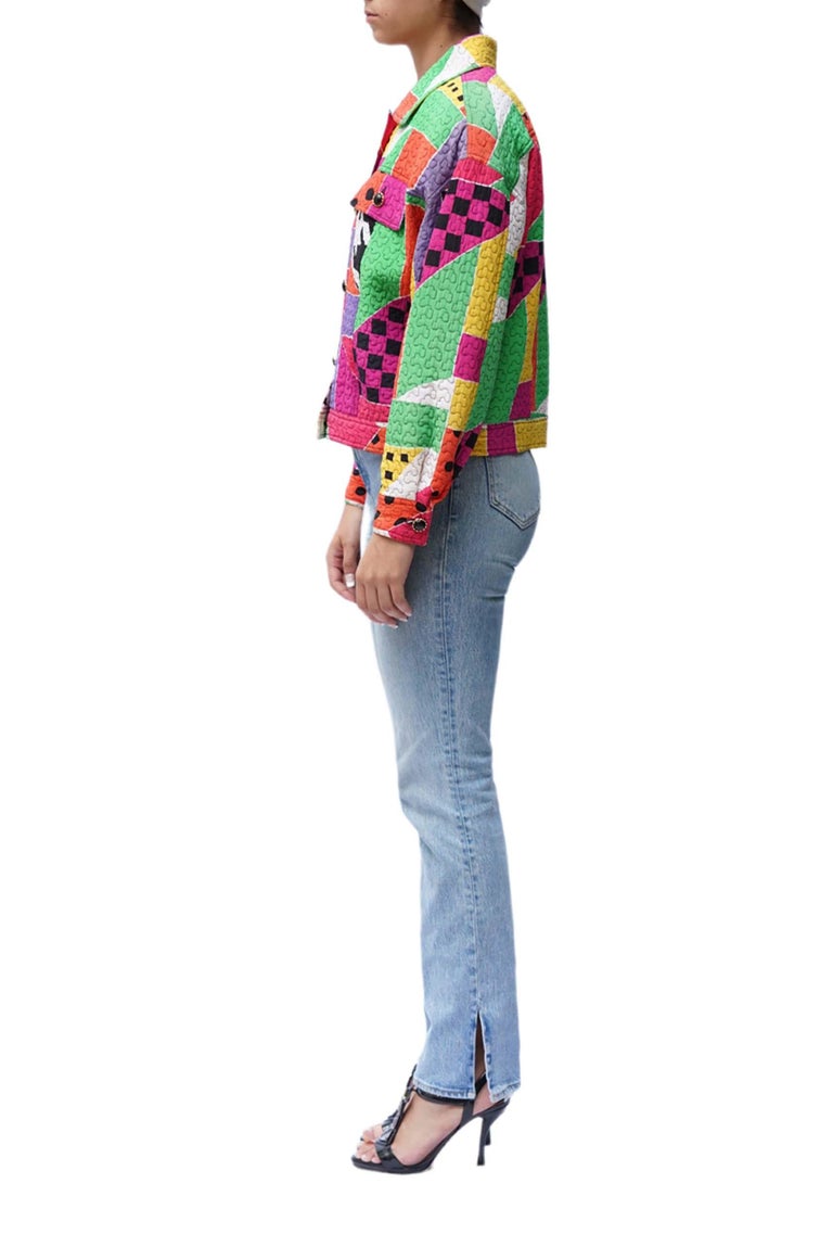 1980S Multicolor Quilted Silk Jacket For Sale at 1stDibs