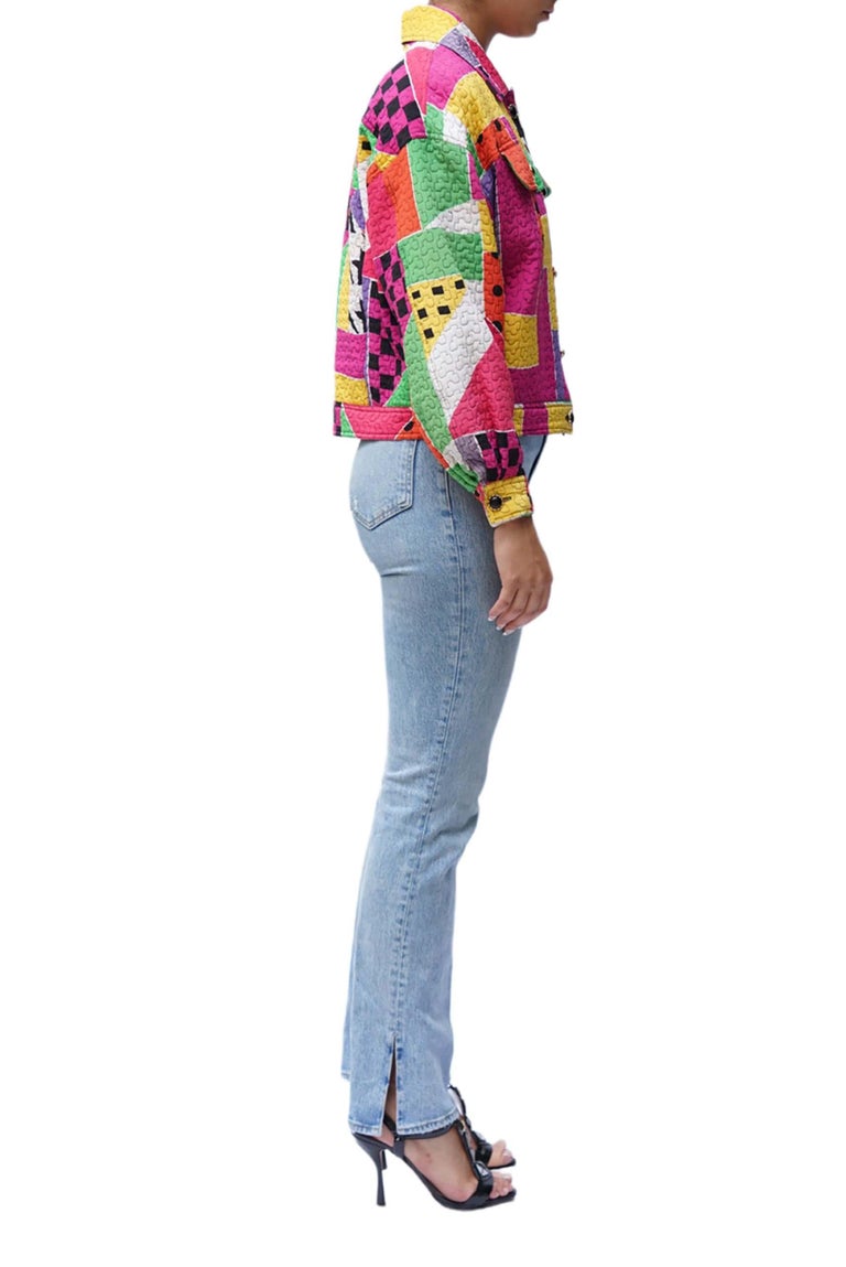 1980S Multicolor Quilted Silk Jacket For Sale at 1stDibs