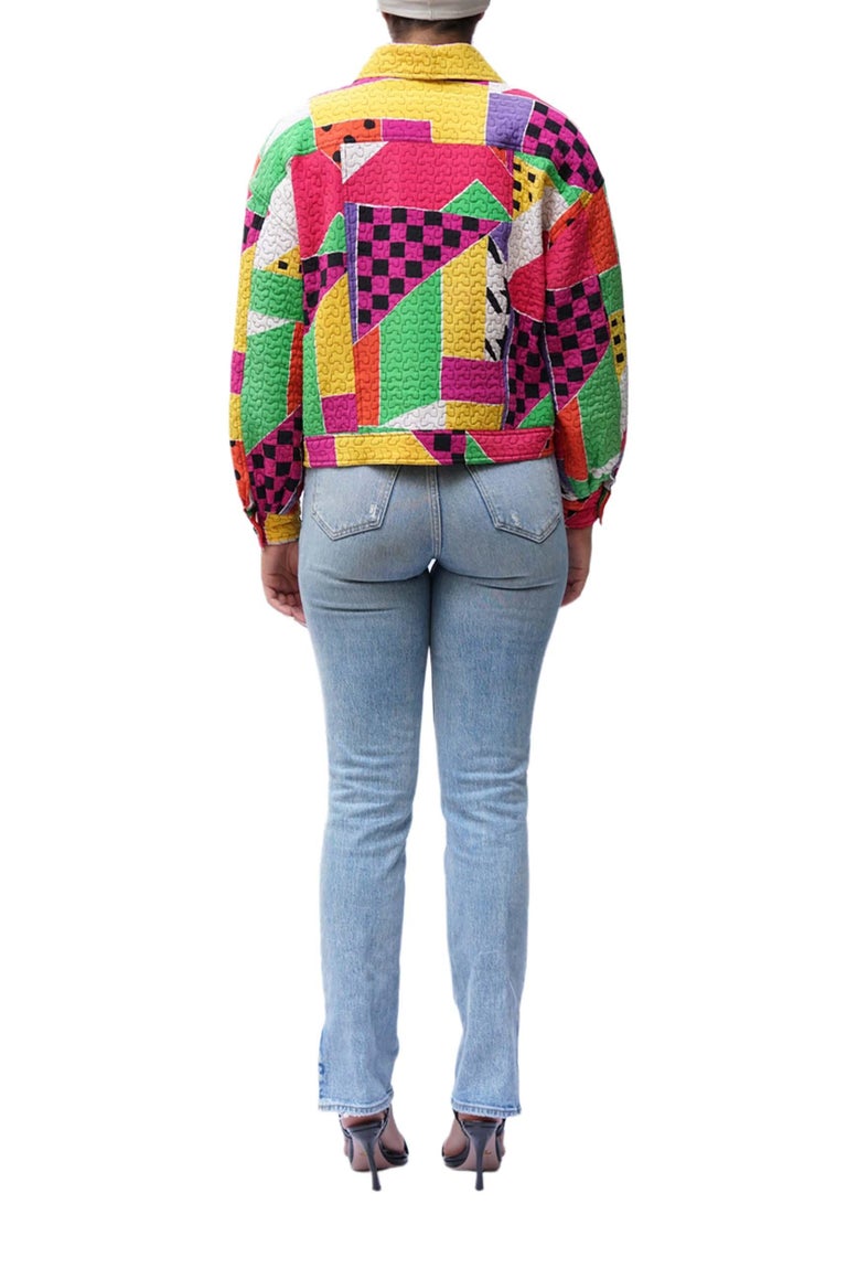 1980S Multicolor Quilted Silk Jacket For Sale at 1stDibs