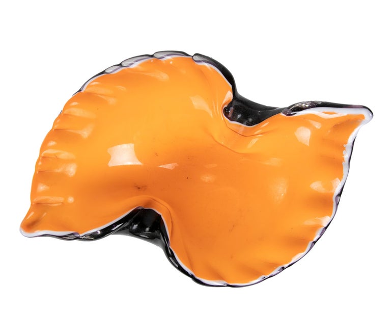 1980s Murano Glass Shell in Purple and Yellow For Sale at 1stDibs