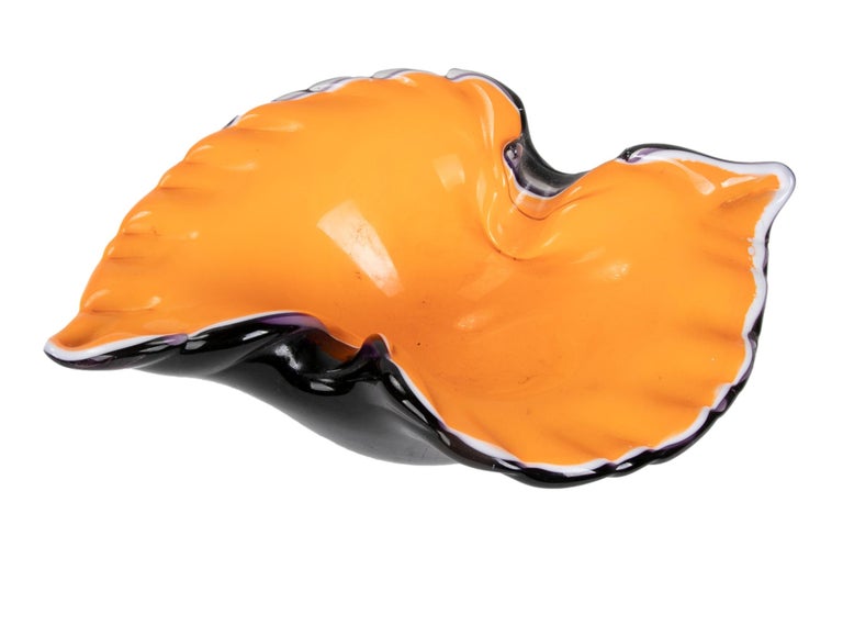 1980s Murano Glass Shell in Purple and Yellow For Sale at 1stDibs