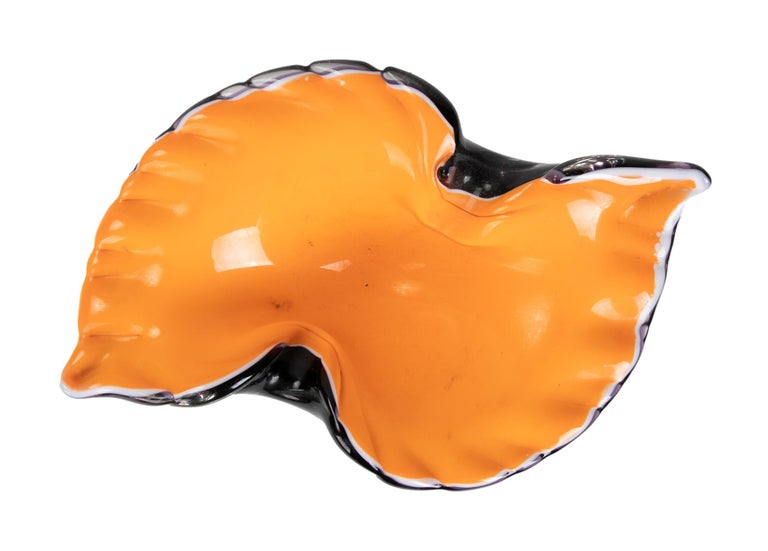 1980s Murano Glass Shell in Purple and Yellow For Sale at 1stDibs