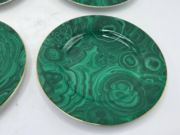 1980s Neiman Marcus Malachite Porcelain Dessert Plates, Set of Four at ...