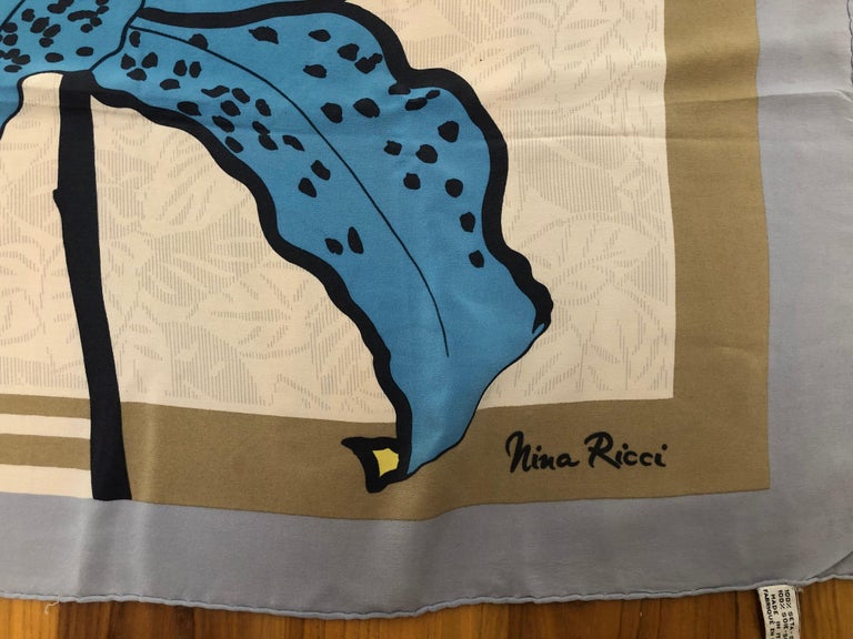 1980s Nina Ricci Asiatic Lily Pattern Silk Scarf 34x34 For Sale at 1stdibs
