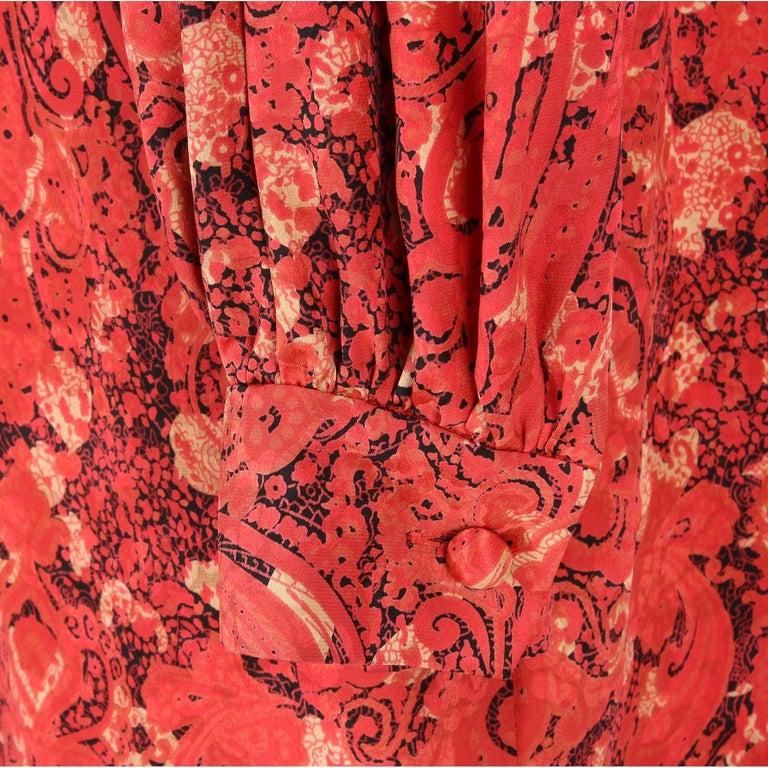 1980s Nina Ricci Red Silk Vintage Dress For Sale at 1stDibs