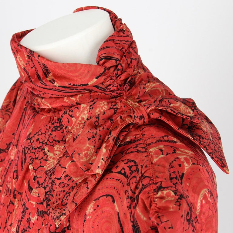 1980s Nina Ricci Red Silk Vintage Dress For Sale at 1stDibs