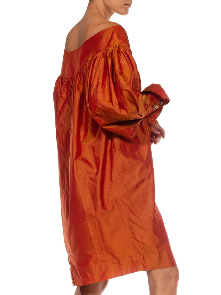 1980S NORBURY AND OSUNA Orange Iridescent Silk Taffeta Dress For Sale ...