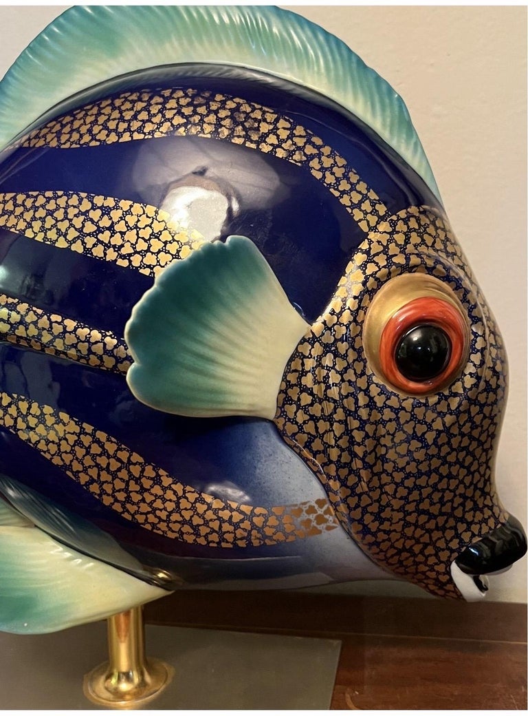 1980s Oggetti "Mangani" Nautical Fish Porcelain Sculpture Large Scale ...