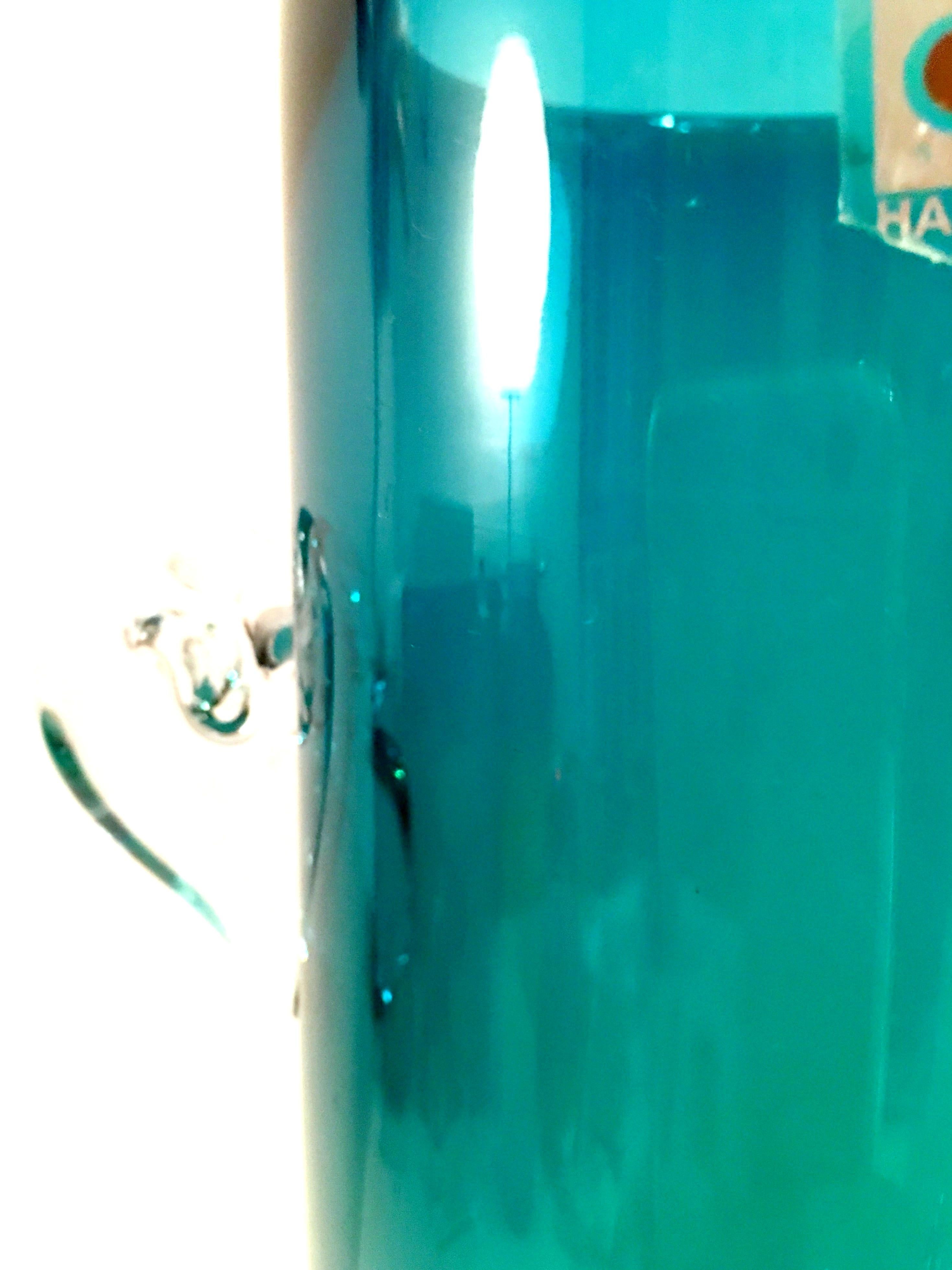 1980s Organic Modern Blown Glass Blue and Green Clear Handle Vase by ...