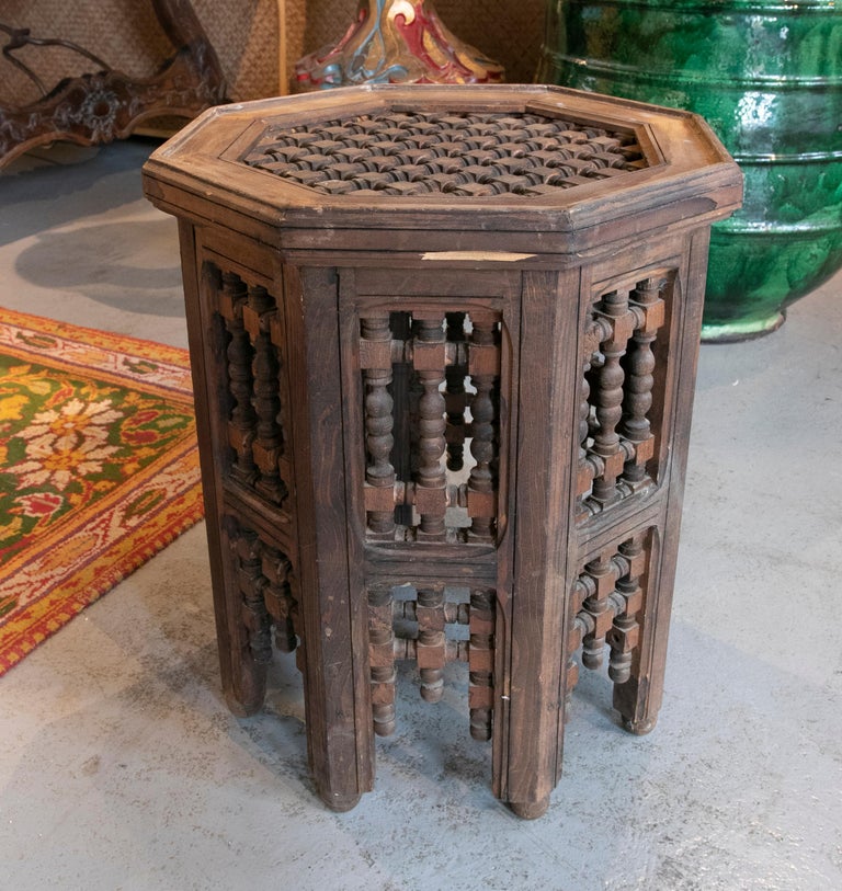 1980s Oriental Style Wooden Handmade Table For Sale at 1stDibs