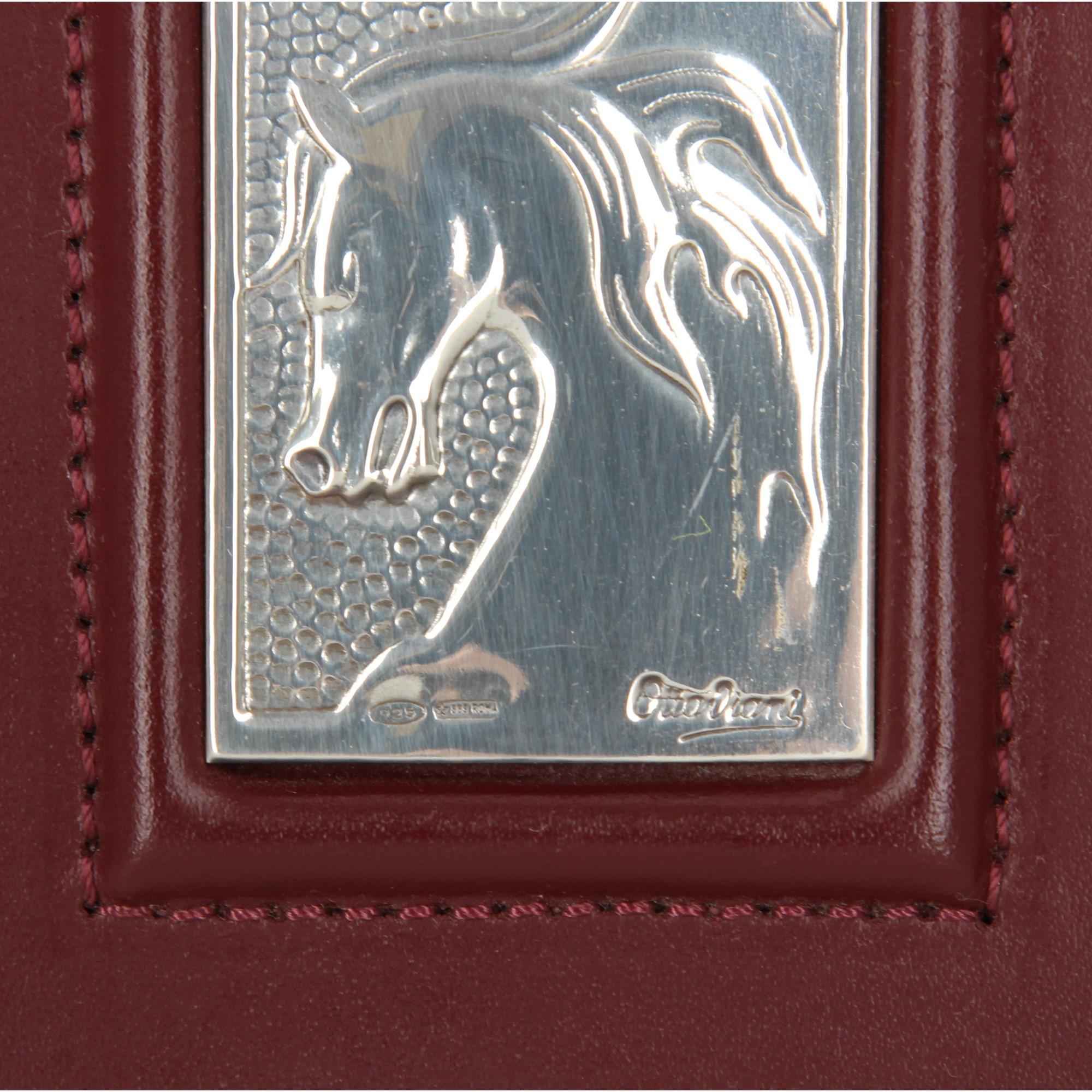 1980s Ottaviani Silver And Leather Desk Accessories For Sale at 1stDibs