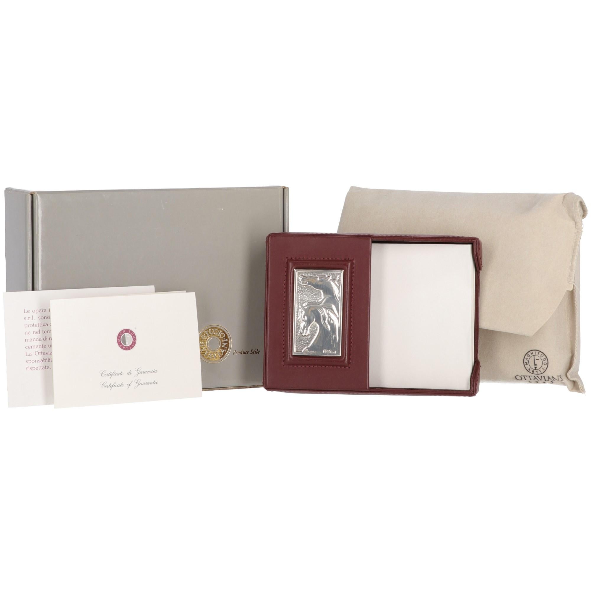 1980s Ottaviani Silver And Leather Desk Accessories For Sale at 1stDibs