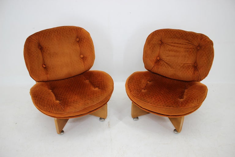 1980s Pair of Armchairs + Stool, Czechoslovakia For Sale at 1stDibs