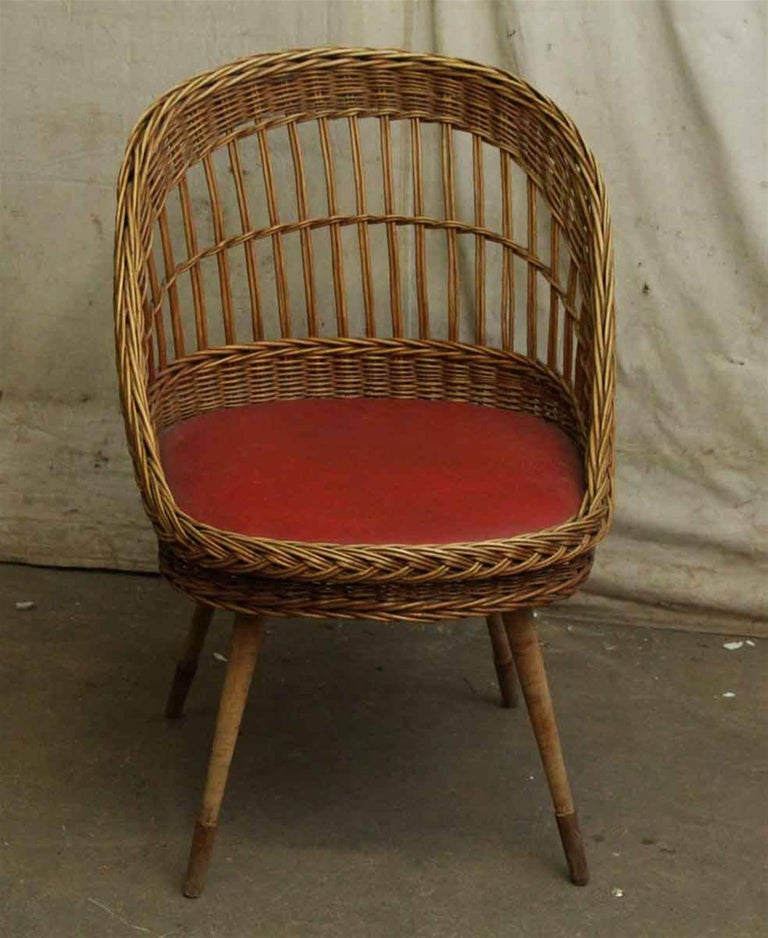 1980s Pair of French Red Rattan Chairs For Sale at 1stDibs