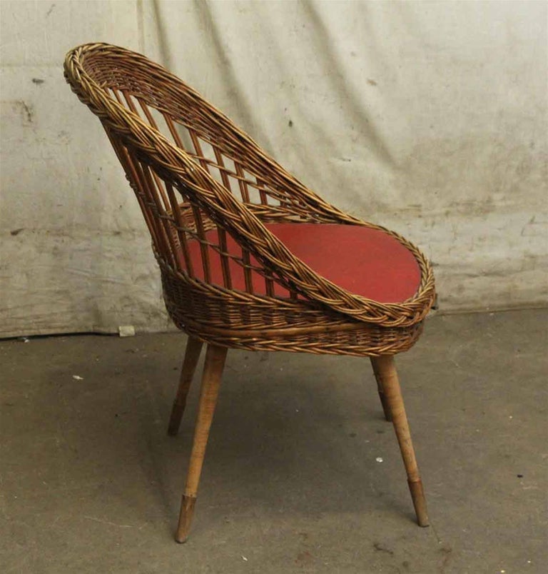 1980s Pair of French Red Rattan Chairs For Sale at 1stDibs
