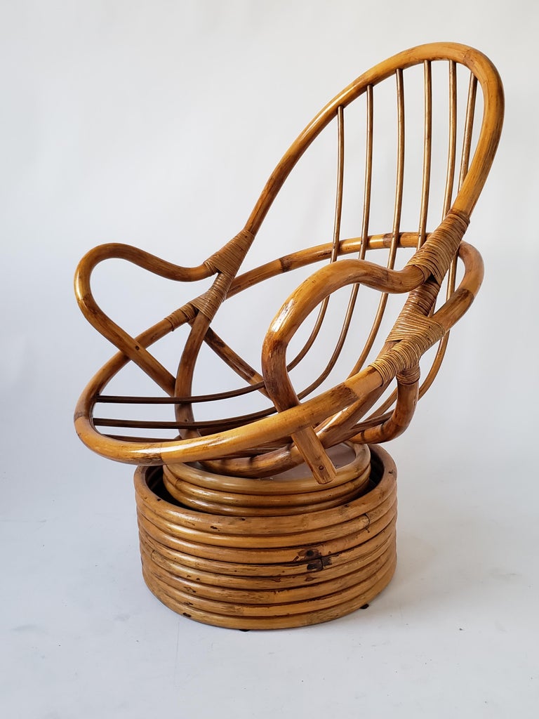 1980s Pair of Rattan Rocking and Swivel Lounge Chair , USA at 1stDibs ...